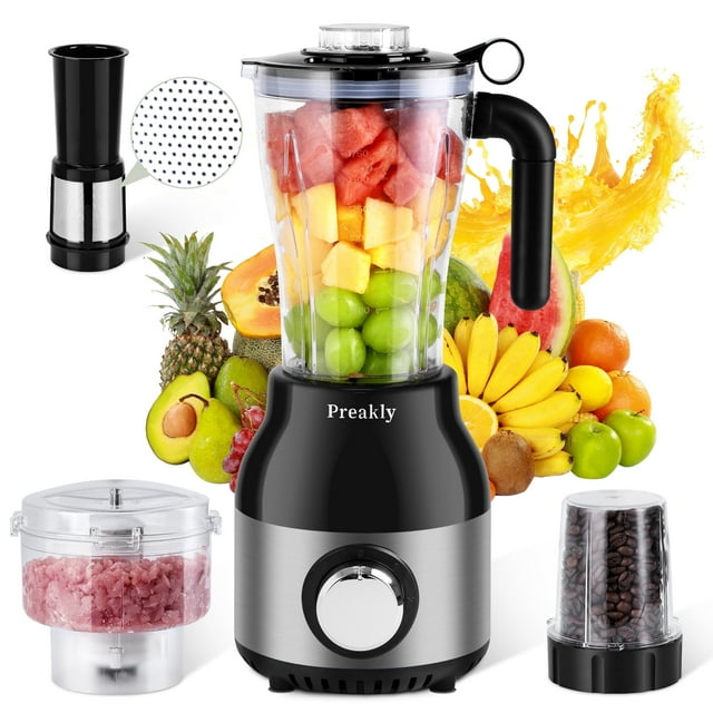 Preakly Countertop Blender Food Processor Combo, 4 in 1 Kitchen ...