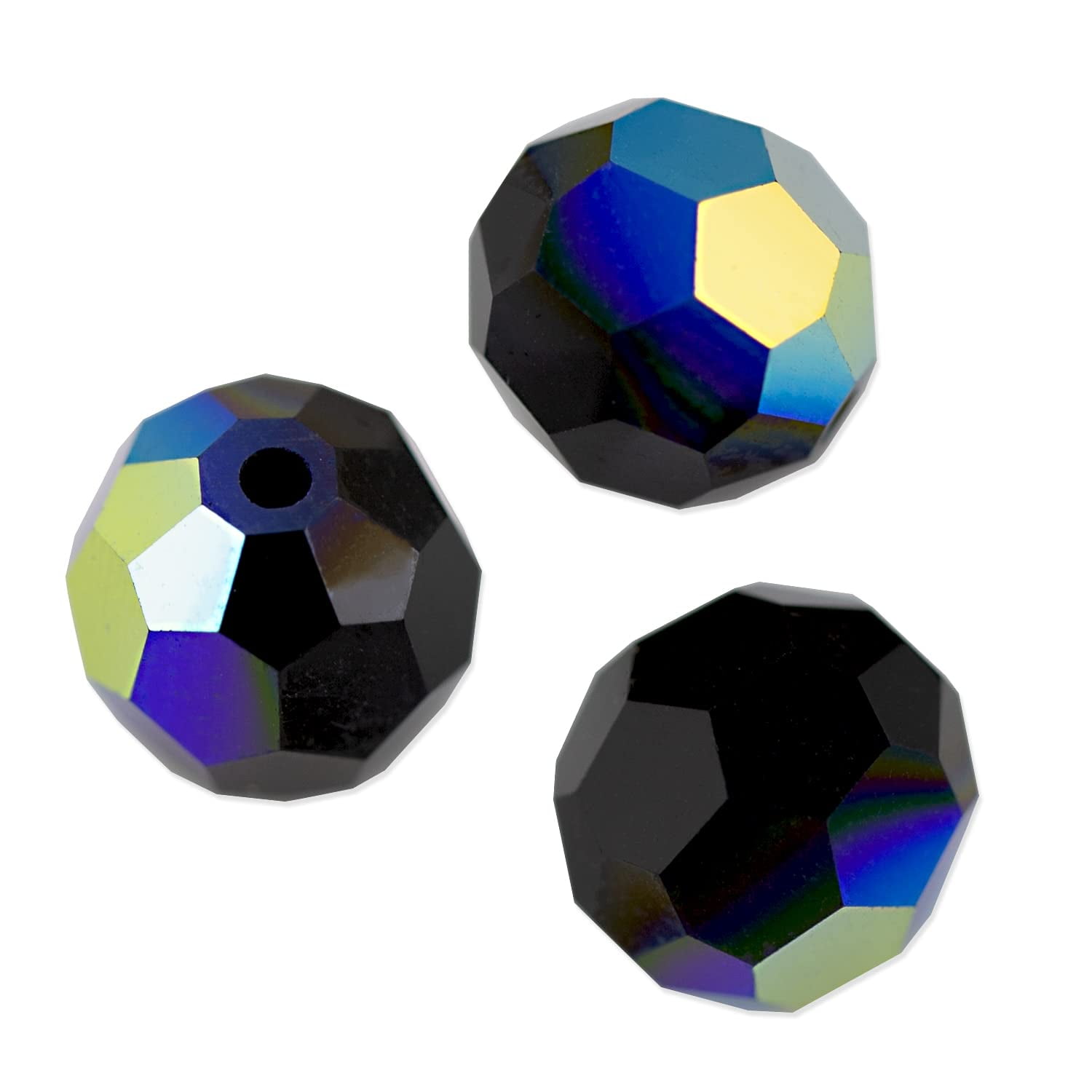 Preciosa Crystal Round Bead 8mm Jet AB (Package of 10) - Walmart.com