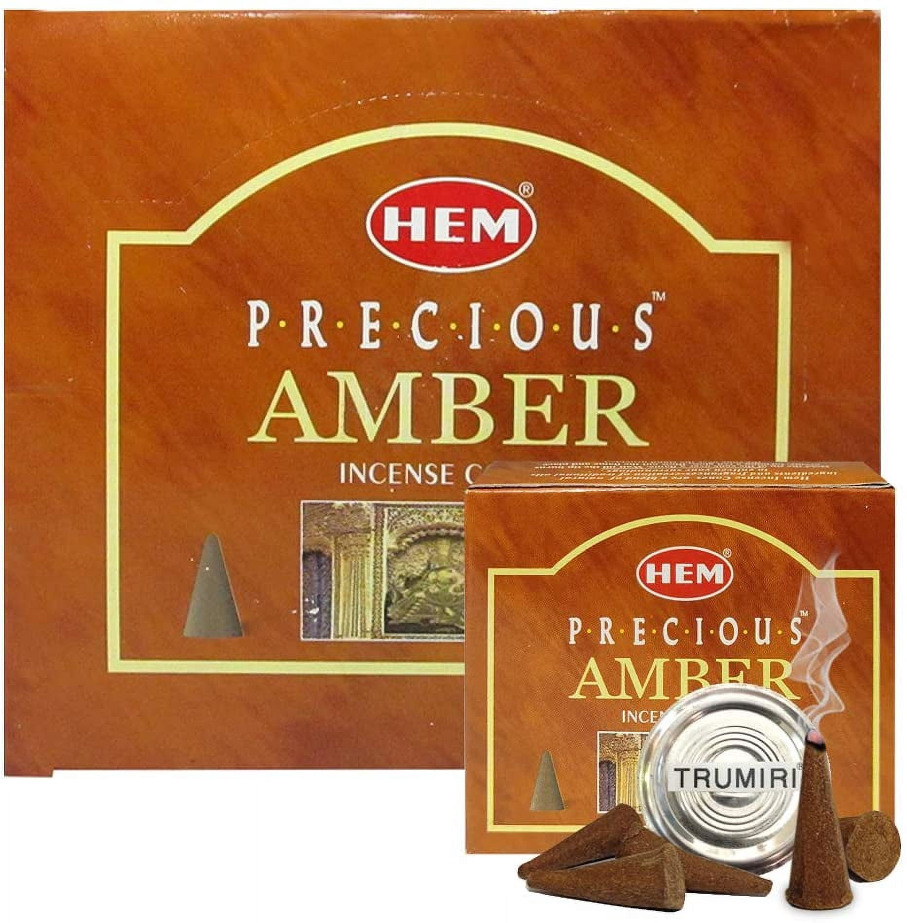 Precious Amber Incense Cones And Cone Incense Burner Bundle Insence ...