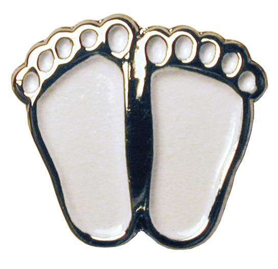Precious Feet, White Fill/Nickel, Fetal Bookmark Jewelry, Lapel Pin ...