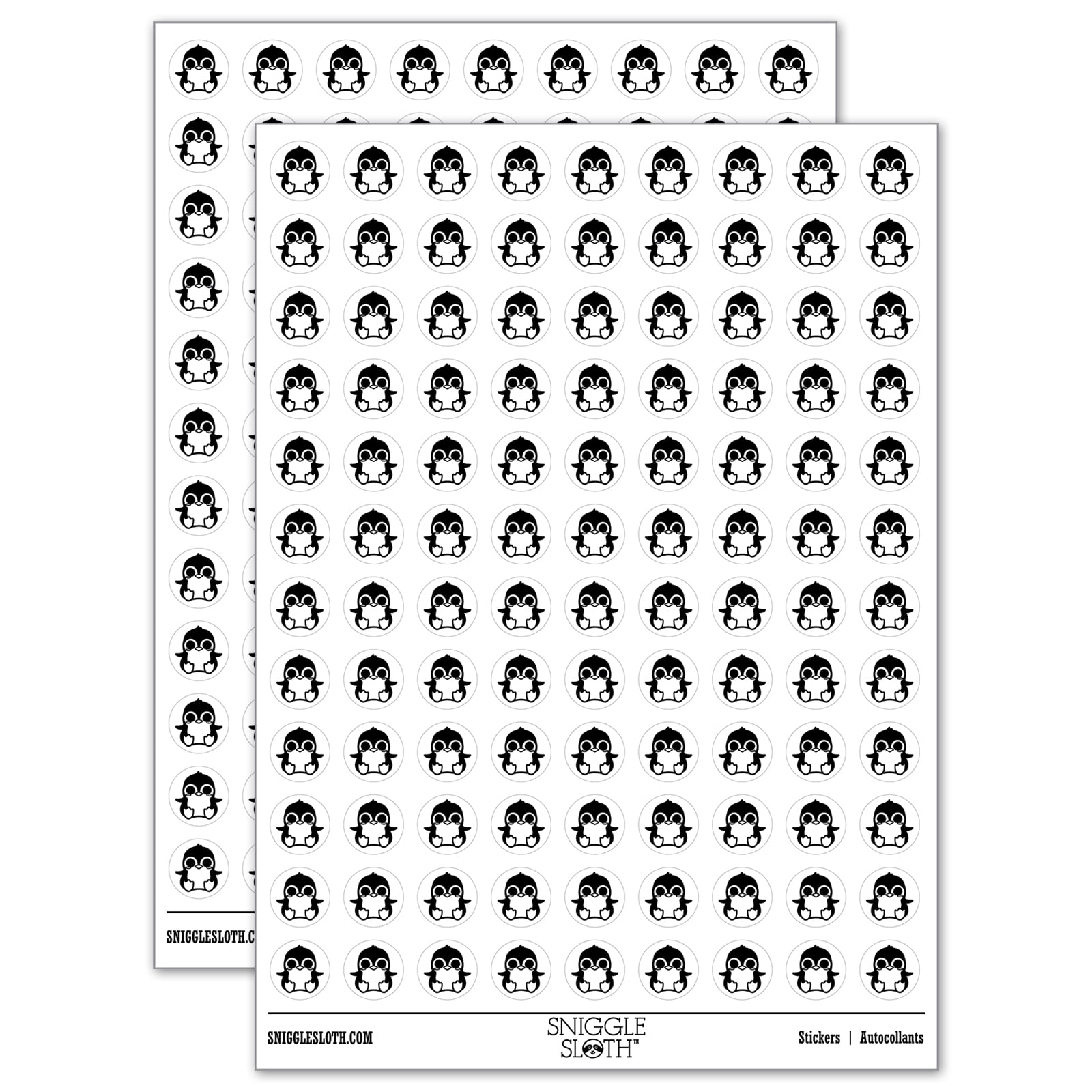 Precious Kawaii Chibi Baby Penguin Sitting 200+ Round Stickers - White ...