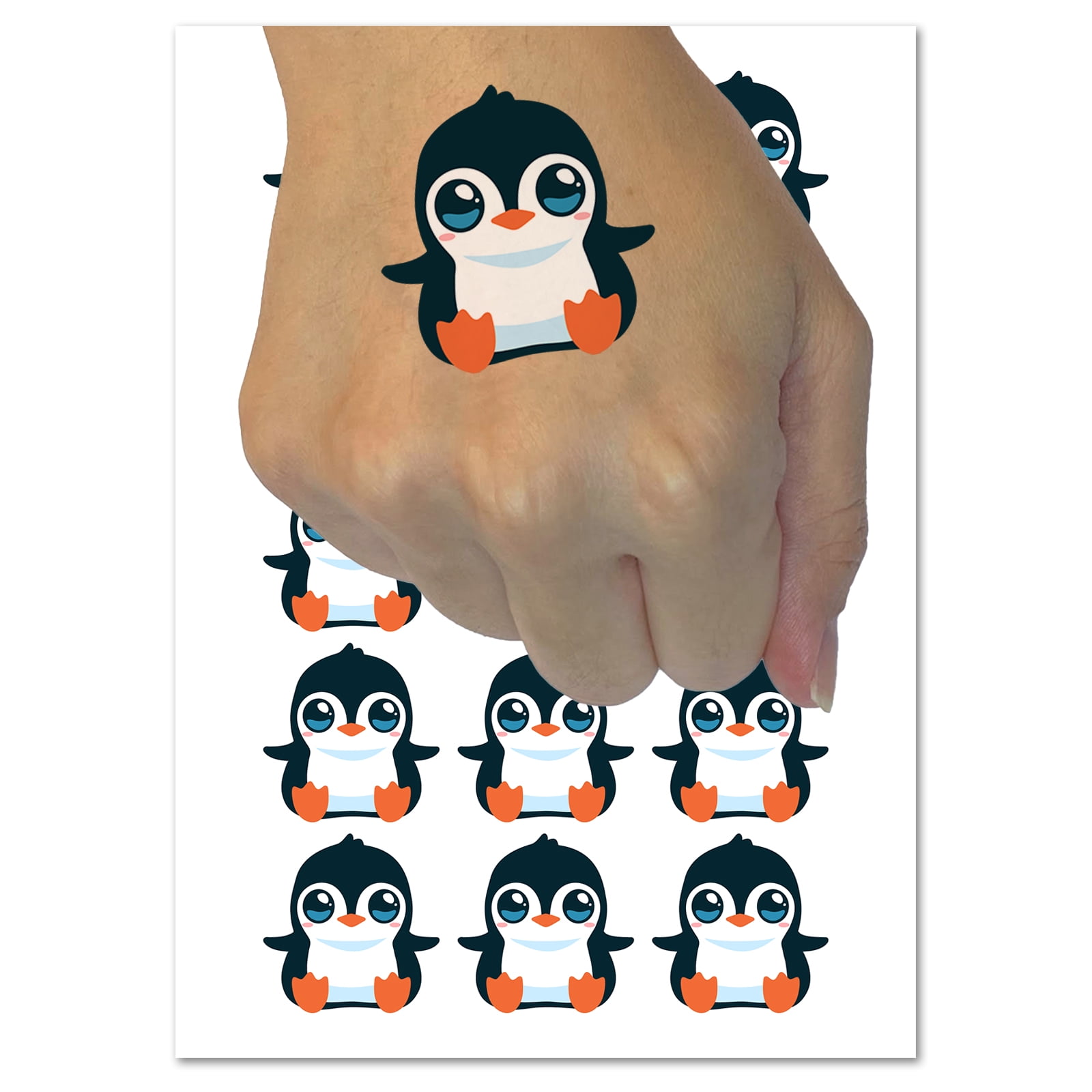 Precious Kawaii Chibi Baby Penguin Sitting Water Resistant Temporary ...