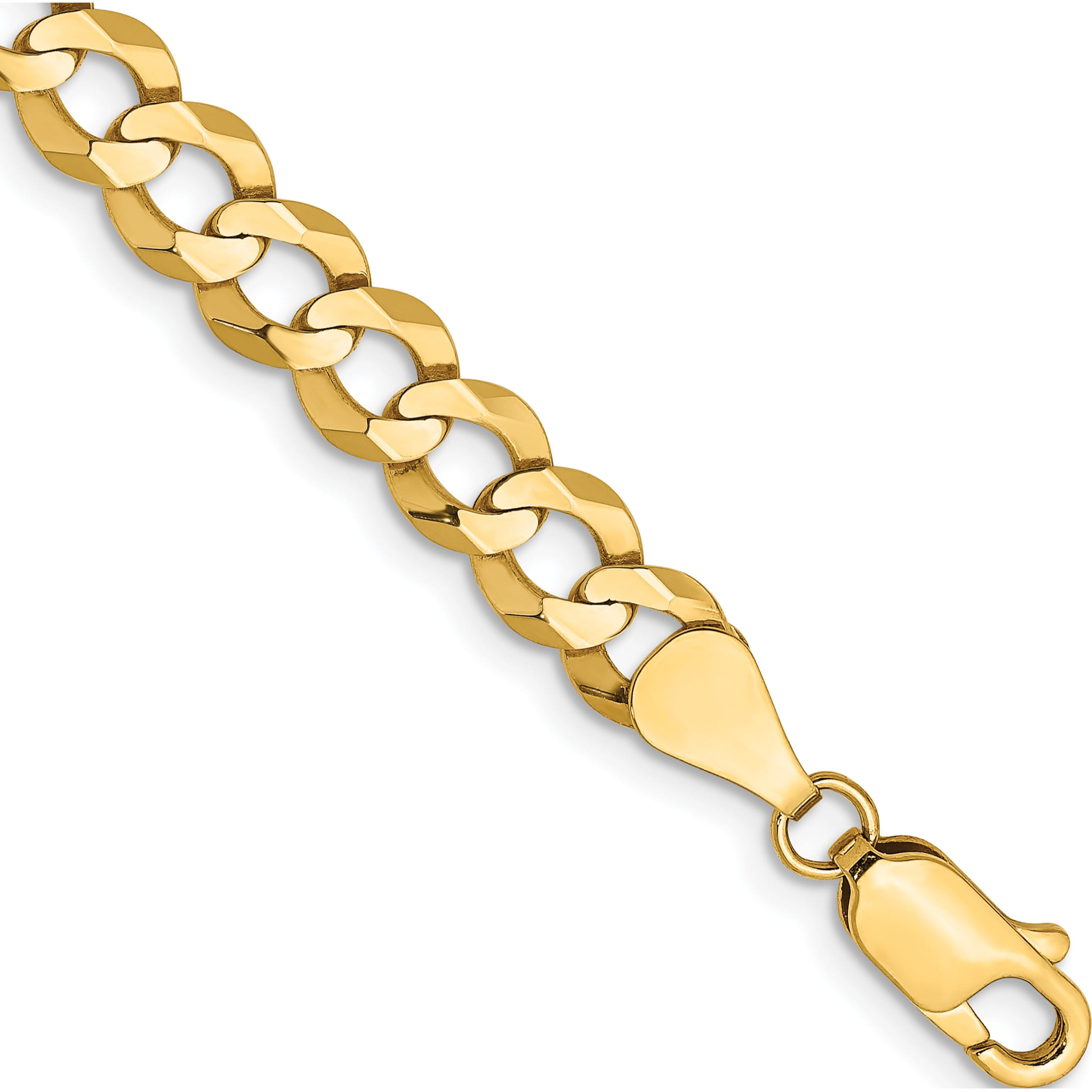 Precious Lustrous Glistening 10K 5.9mm Lightweight Flat Cuban Chain ...