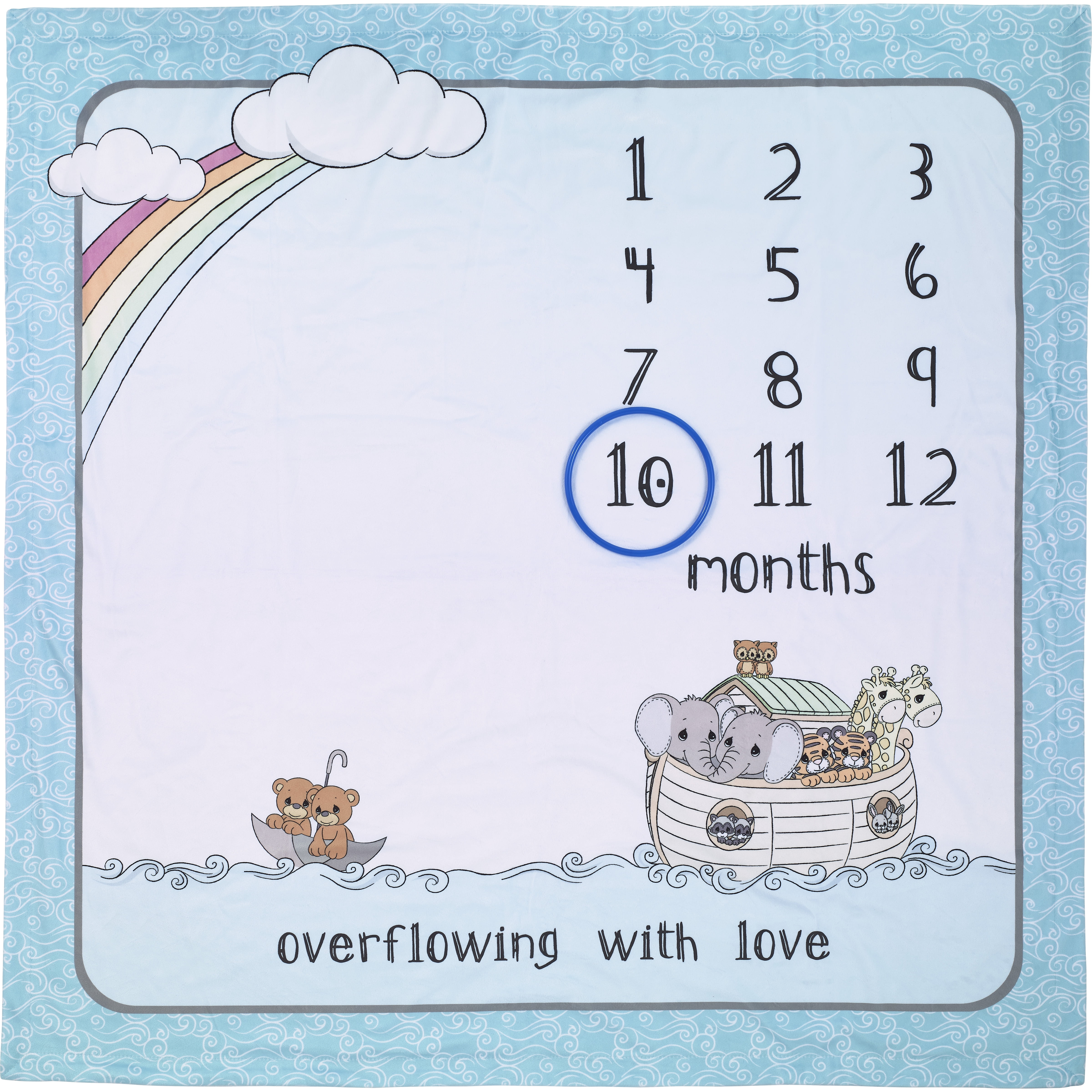 Baby Blanket - Noah's Ark Overflowing With Love Milestone, 42"X 42 ...