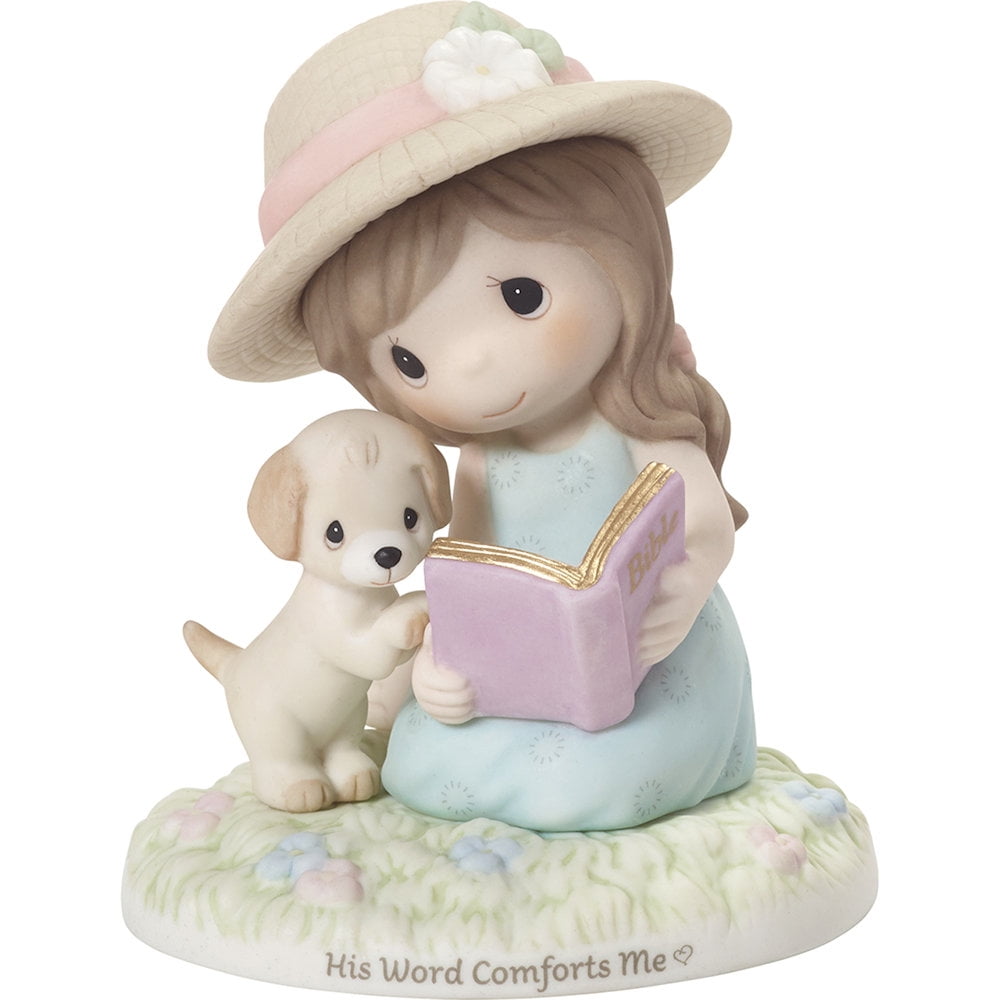 Precious Moments His Word Comforts Me - Girl Reading Bible Figurine ...