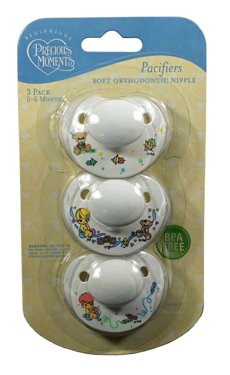 Precious Moments Soft Orthodontic Nipple Pacifiers (3 Pack) For 0-6 Months - Walmart.com