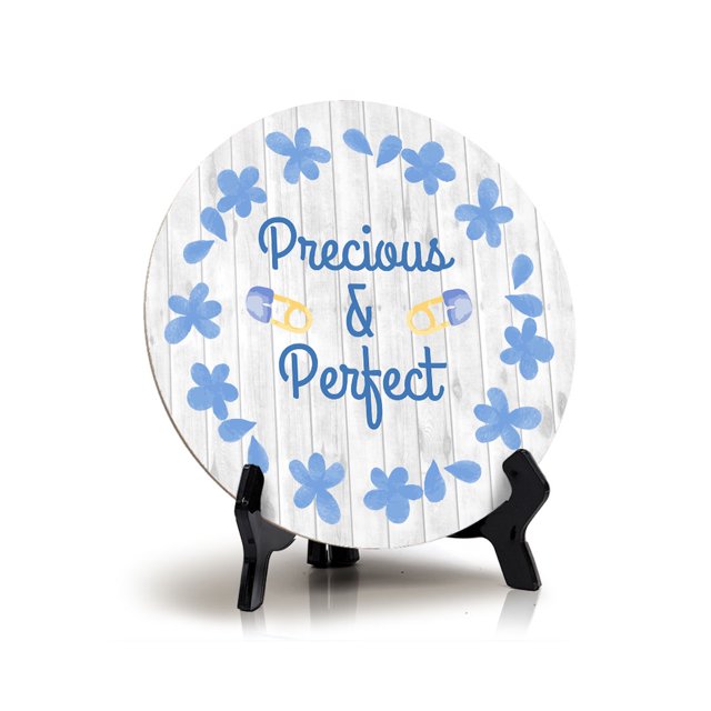 Precious & Perfect Baby Shower Decoration Circle 5x5" Table Sign Home ...