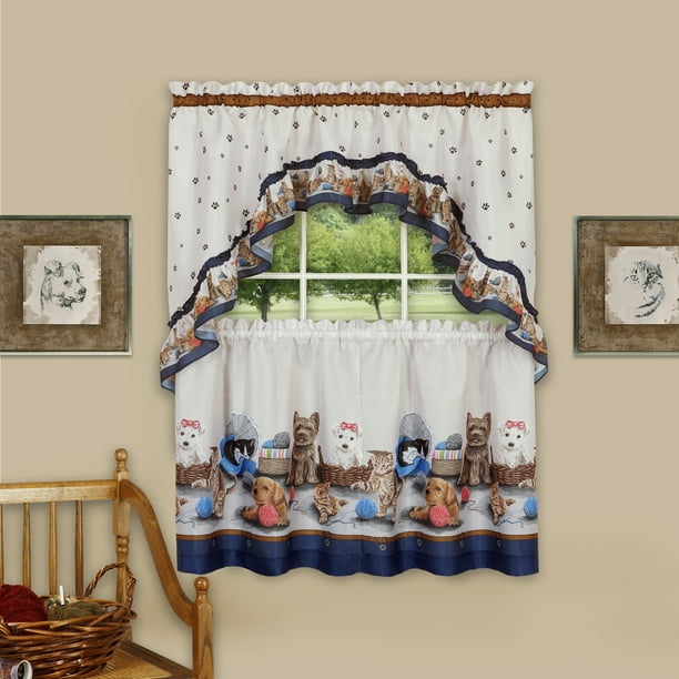 Precious Printed Tier and Swag Window Curtain Set - Walmart.com