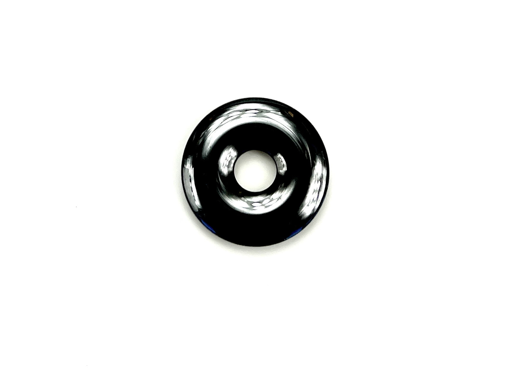 Precious Round Circle Coin Donut Black Hematite Bead Stone Pendant ...
