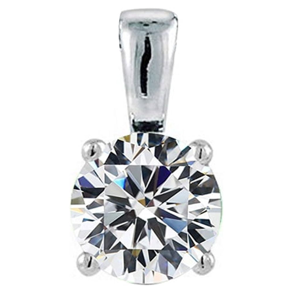 Precious Stars 14K White Gold 7mm Round-cut Cubic Zirconia Solitaire ...