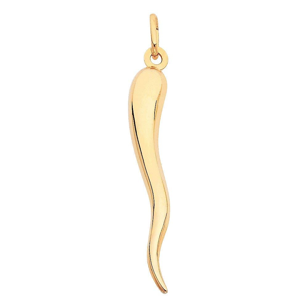 Precious Stars 14K Yellow Gold 1.75-inch Cornicello Italian Horn ...