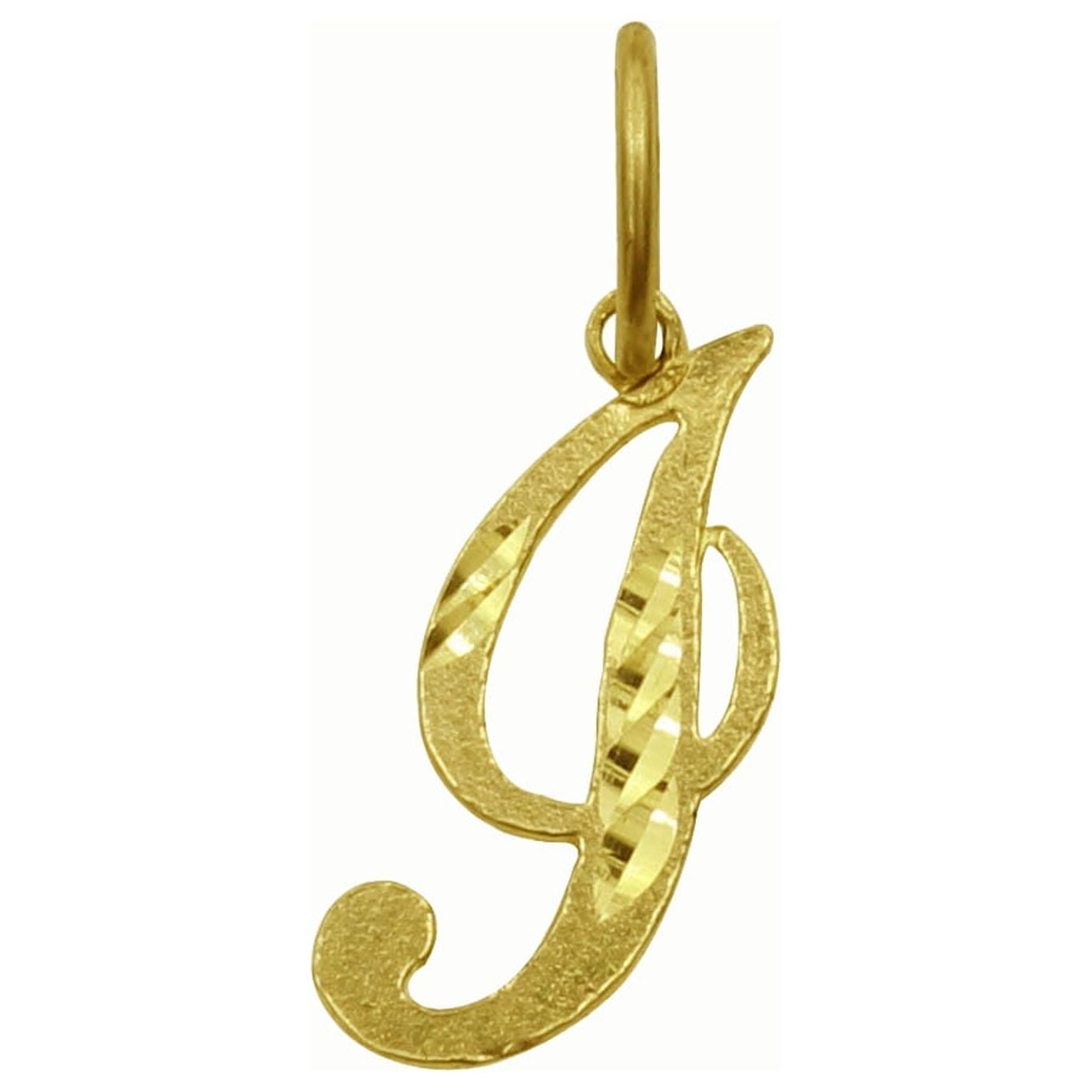 Precious Stars 14K Yellow Gold Diamond-cut Cursive Letter Unisex ...