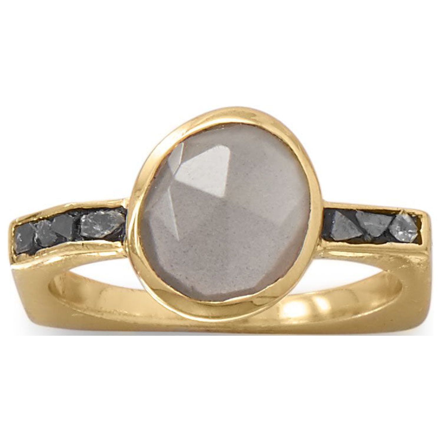 Precious Stars 14K Yellow Gold Plated Sterling Silver Grey Moonstone ...