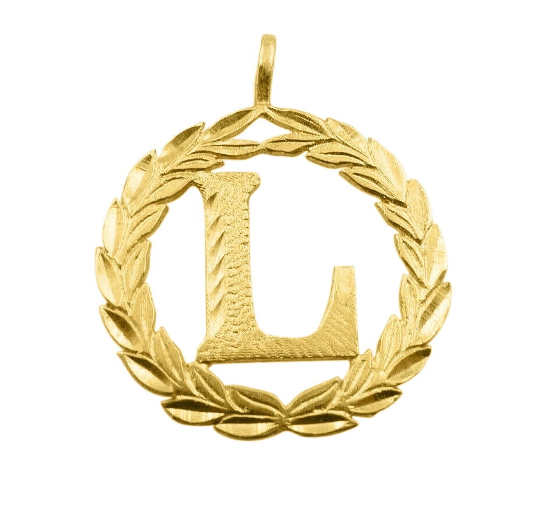 Precious Stars 14K Yellow Gold Round Wreath Unisex Initial Letter 'L ...