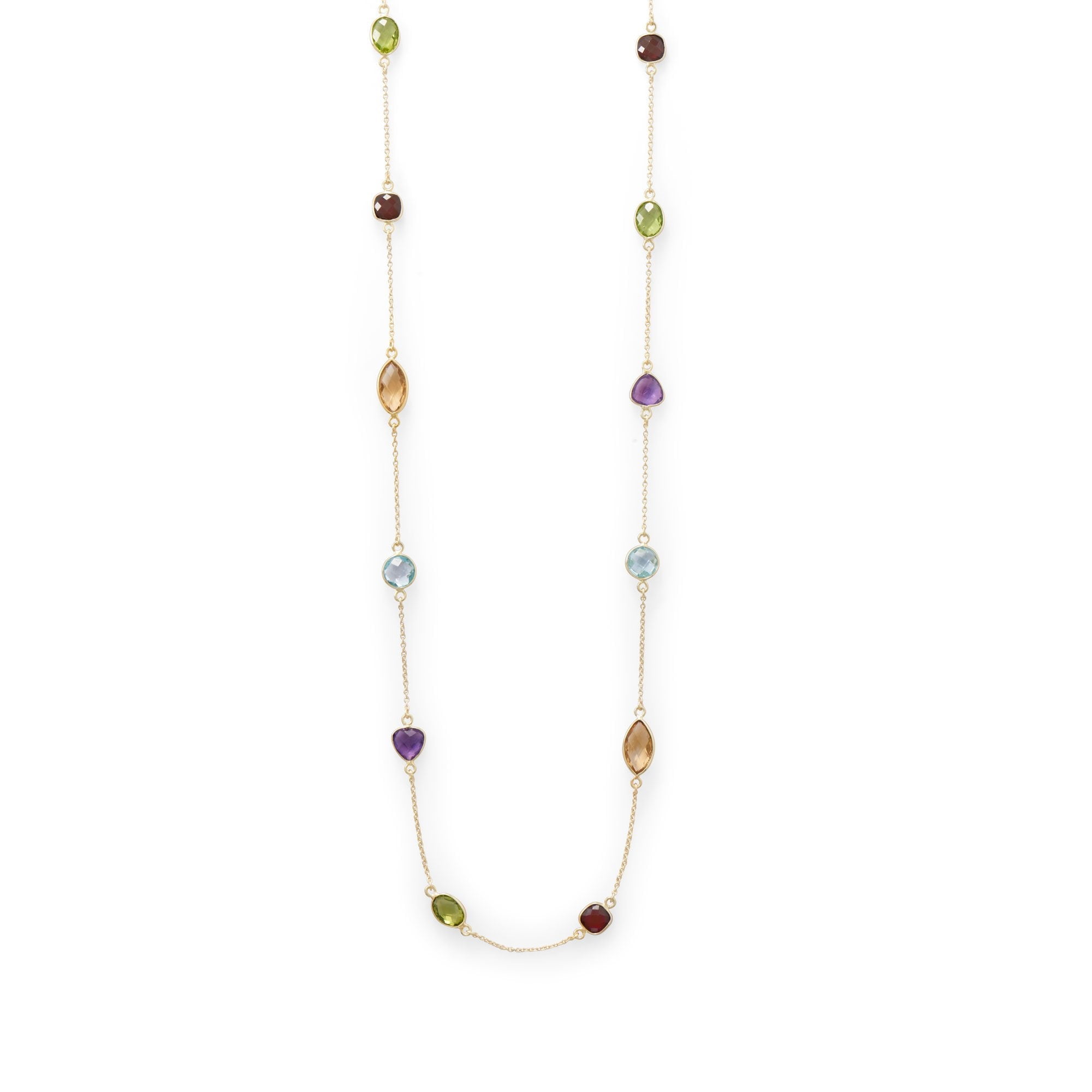 Precious Stars 14K Yellow Goldplated Sterling Silver 25" Multi Gemstone ...