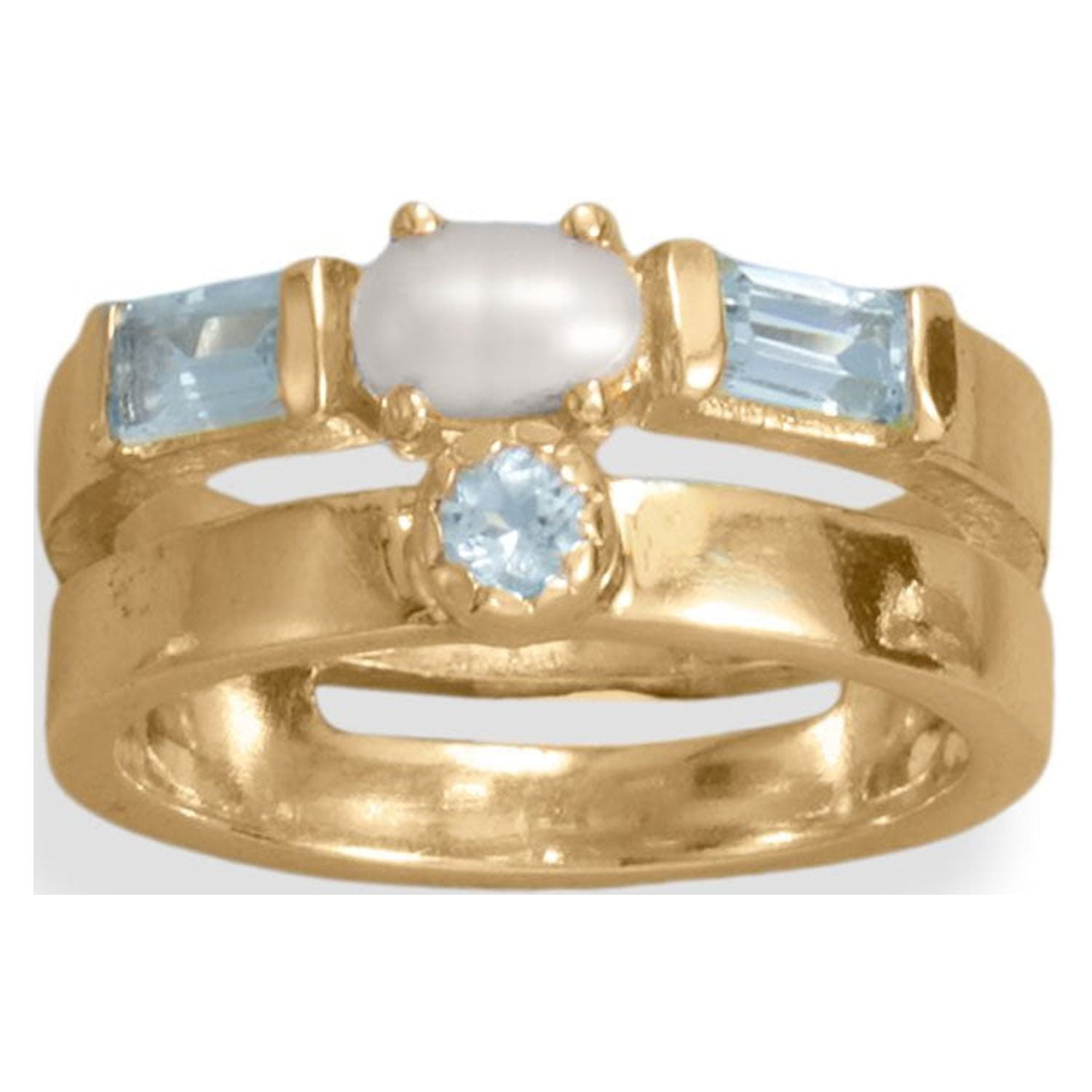 Precious Stars 14k Goldplated Silver Cultured Freshwater Pearl and Blue ...