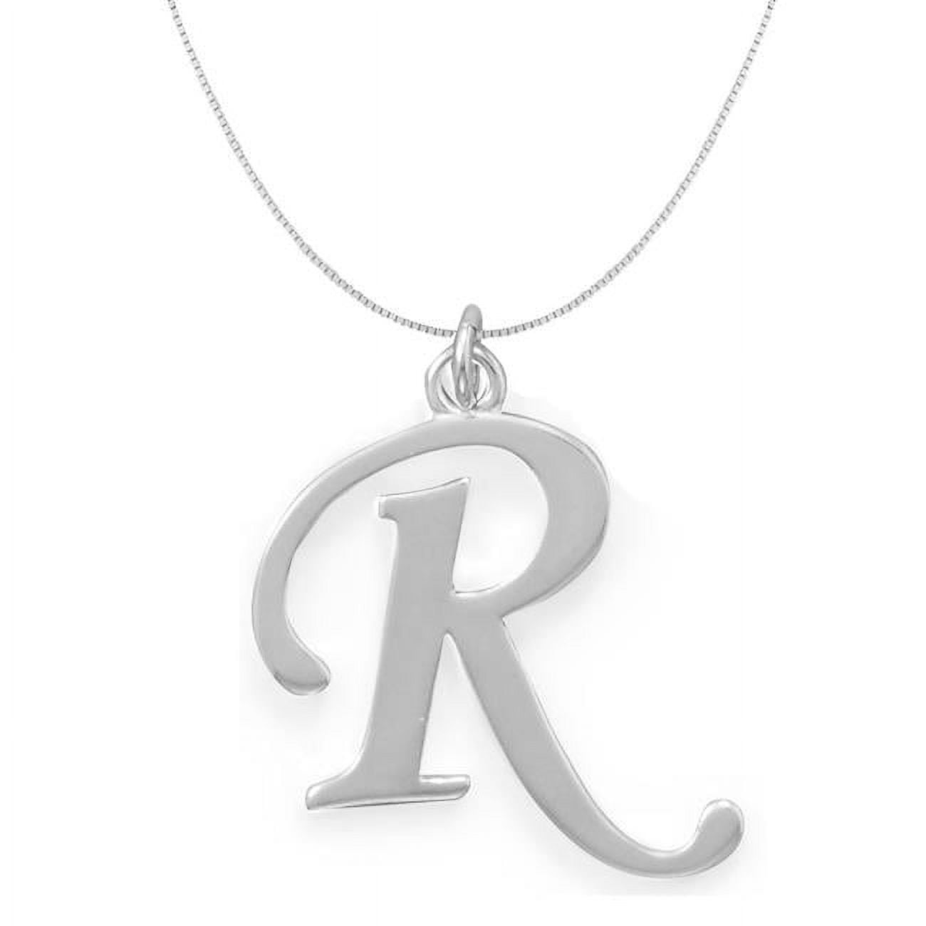Precious Stars 20 in. Sterling Silver Initial Letter R Pendant with 0. ...