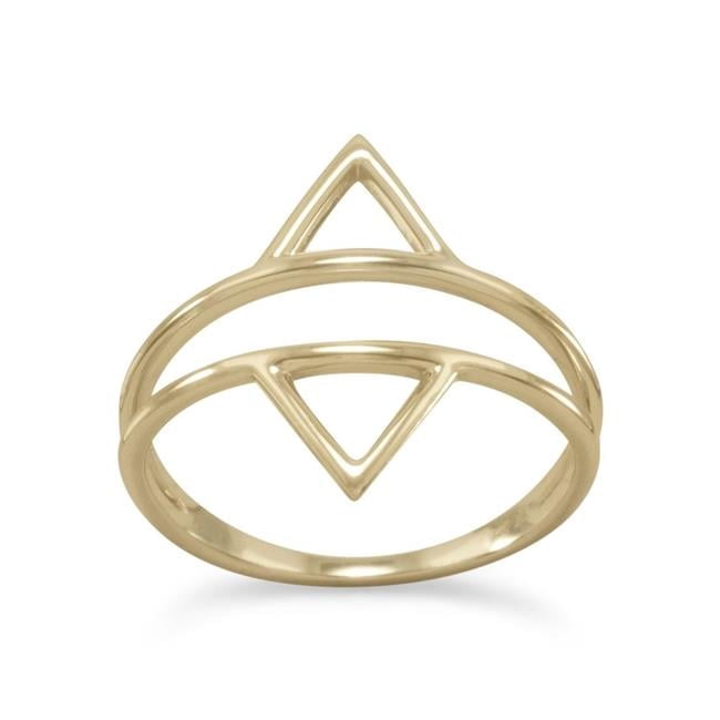 Precious Stars 83697-5 14K Gold Plated Double Triangle Ring - Size 5 ...