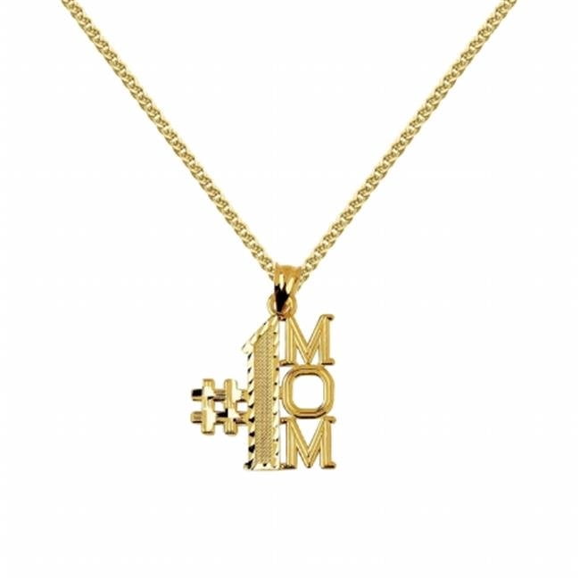 Precious Stars Jewelry 14k Yellow Gold #1 Mom Mother's Day Pendant with ...