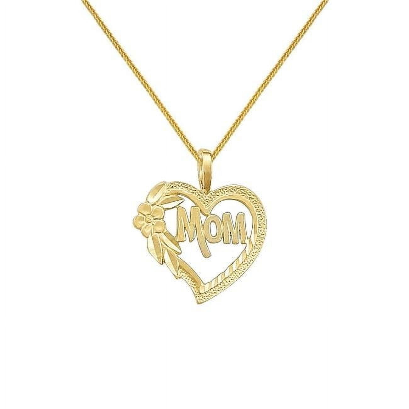 Precious Stars PT1838-CH193-18 18 in. 14K Yellow Gold Mom Floral Heart ...