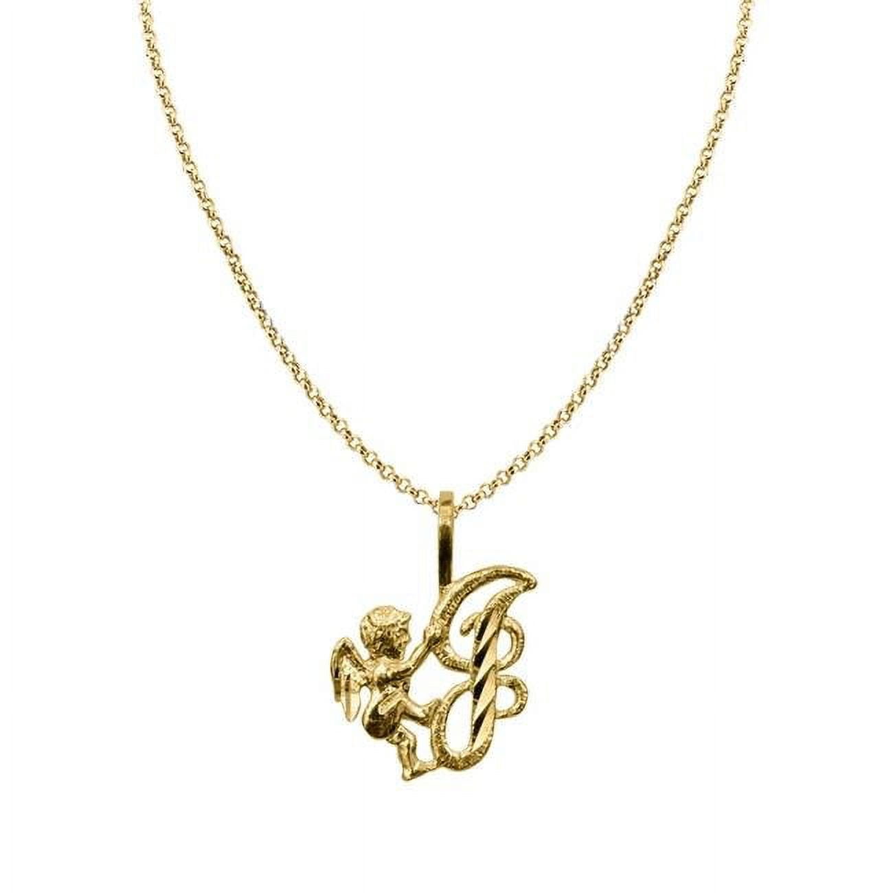 Precious Stars 20 in. 14K Yellow Gold Cherub & Cursive Initial Letter J ...