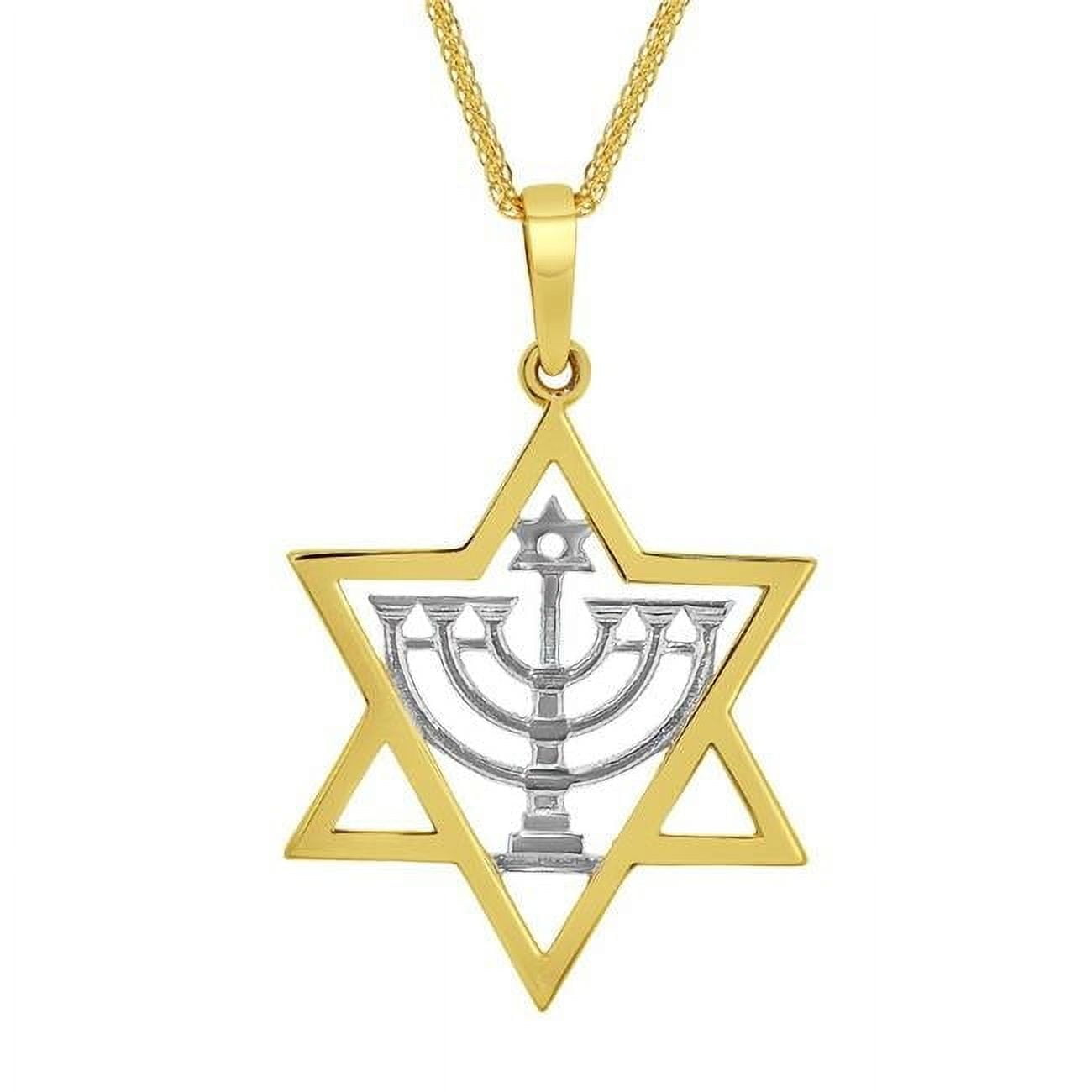 Precious Stars PT2238-CH188-18 18 in. 14K Two Tone Gold Star of David ...
