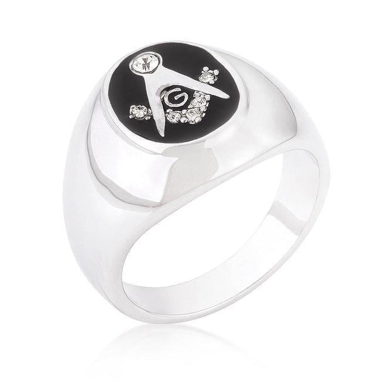Precious Stars R05515R-V01-14 Precious Stars Silvertone Men's Black ...