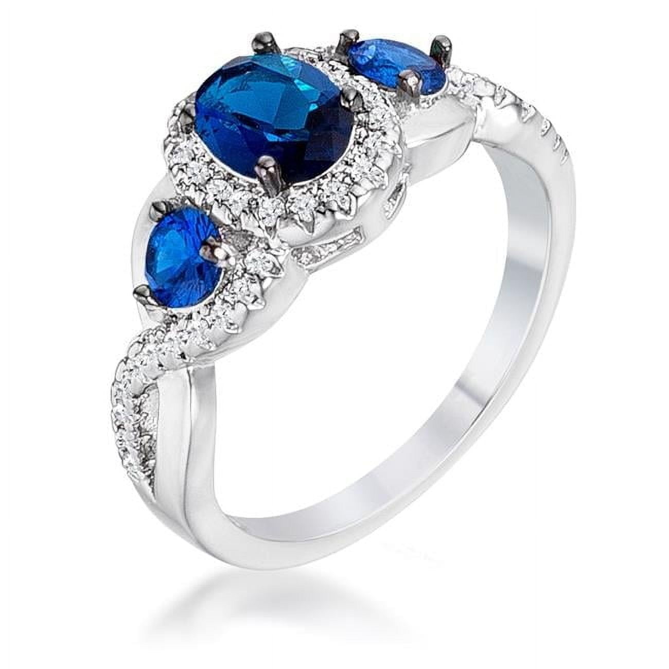 Precious Stars R08599T-C30-09 Precious Stars Silvertone Oval-Cut Blue ...