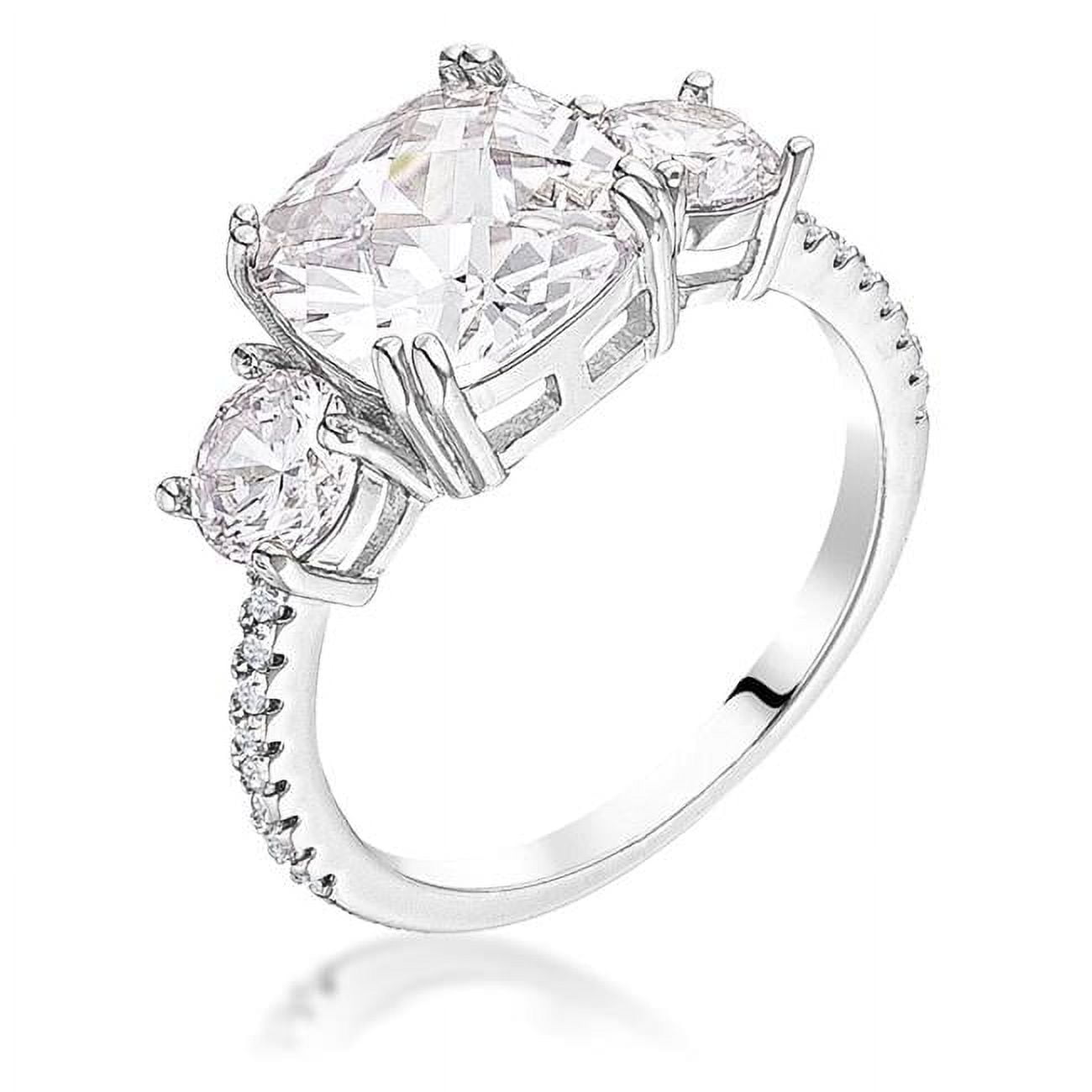 Precious Stars R08709R-C01-10 Precious Stars Silver Cushion-Cut Cubic ...