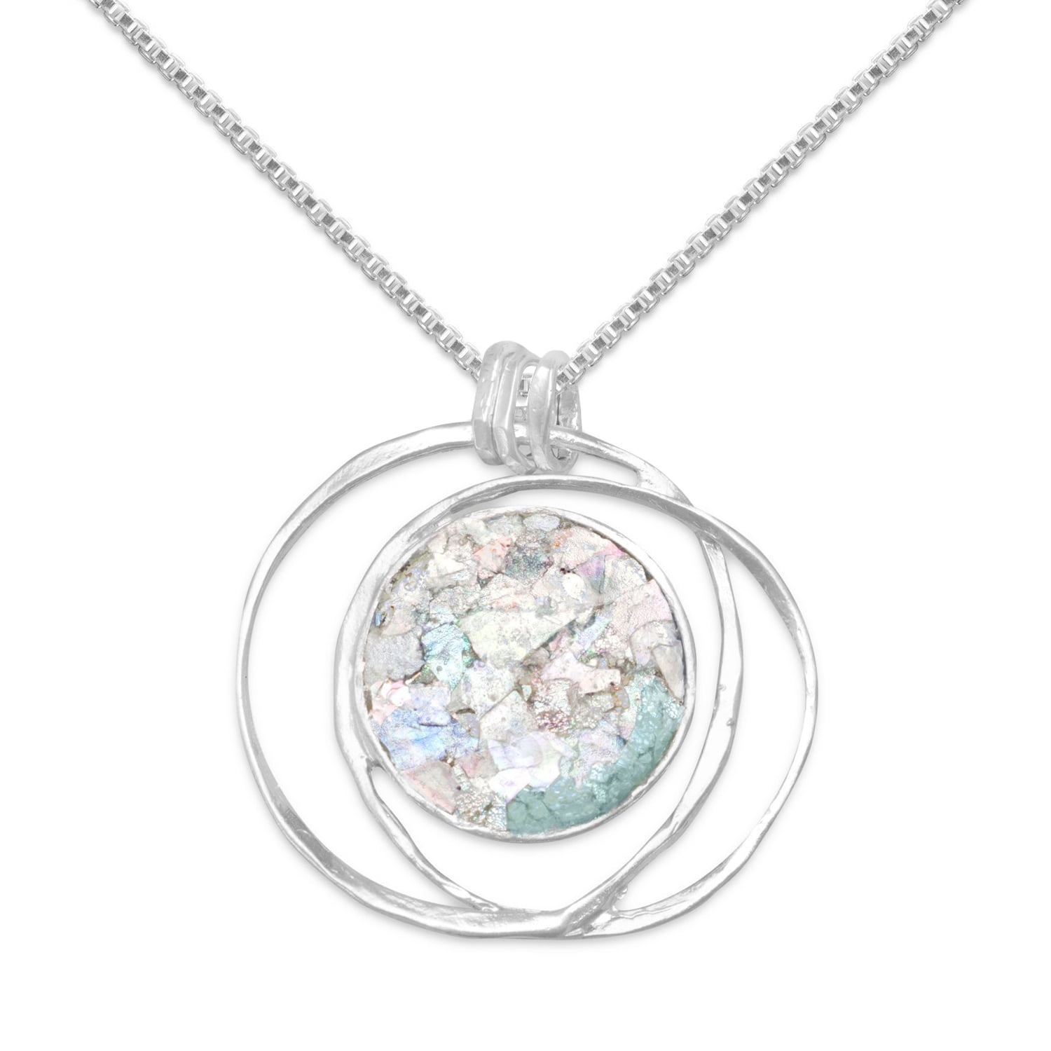 Precious Stars Sterling Silver Round Ancient Roman Glass Open Wire ...