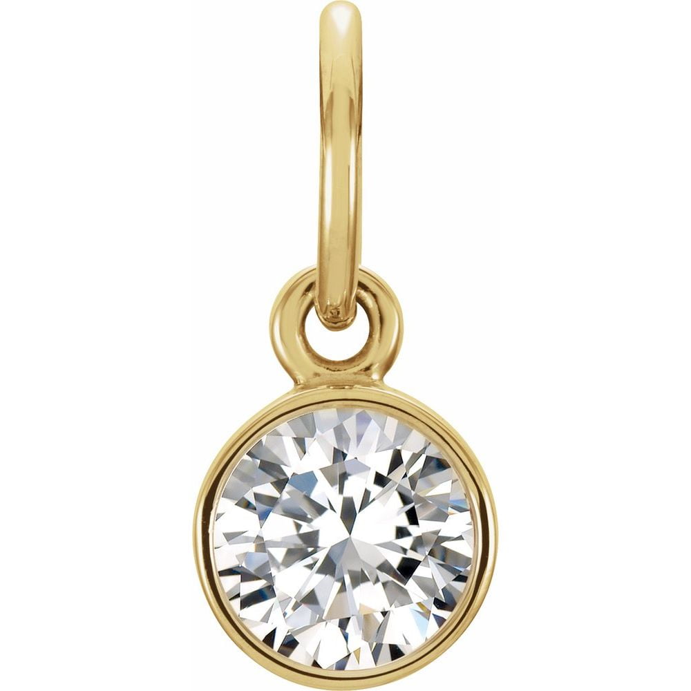 Precious Stars Unisex 14K Yellow Gold 4mm Round Imitation Diamond ...