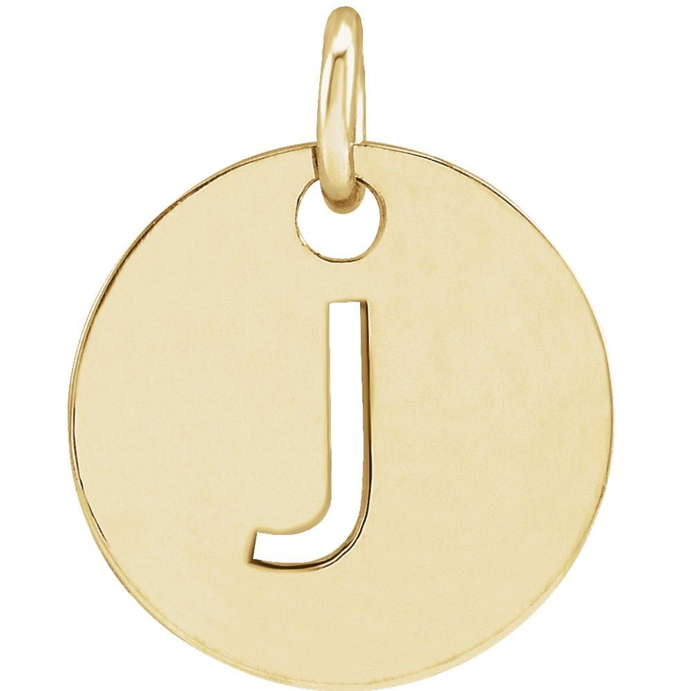 Precious Stars Unisex 14K Yellow Gold Initial J Disc Pendant - Walmart.com