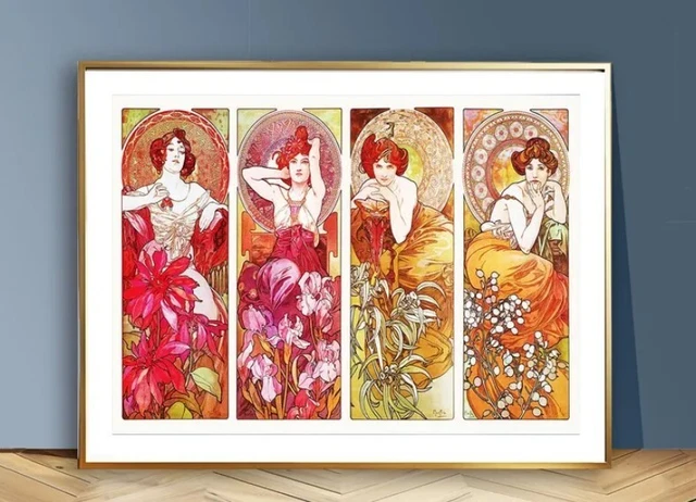 The Precious Stones, Ruby, Emerald, Amethyst, Topaz Alphonse Mucha ...
