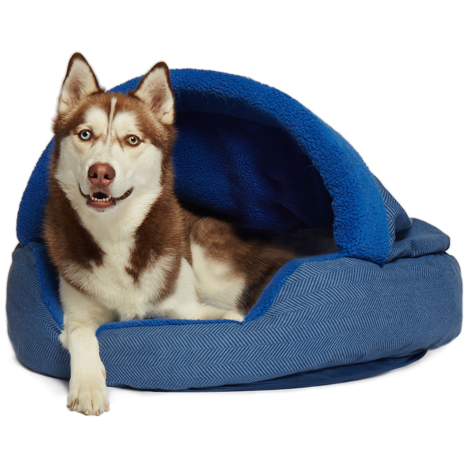 Precious Tails Herringbone Canvas Fleece Deep Dish Cave Bed - Walmart.com