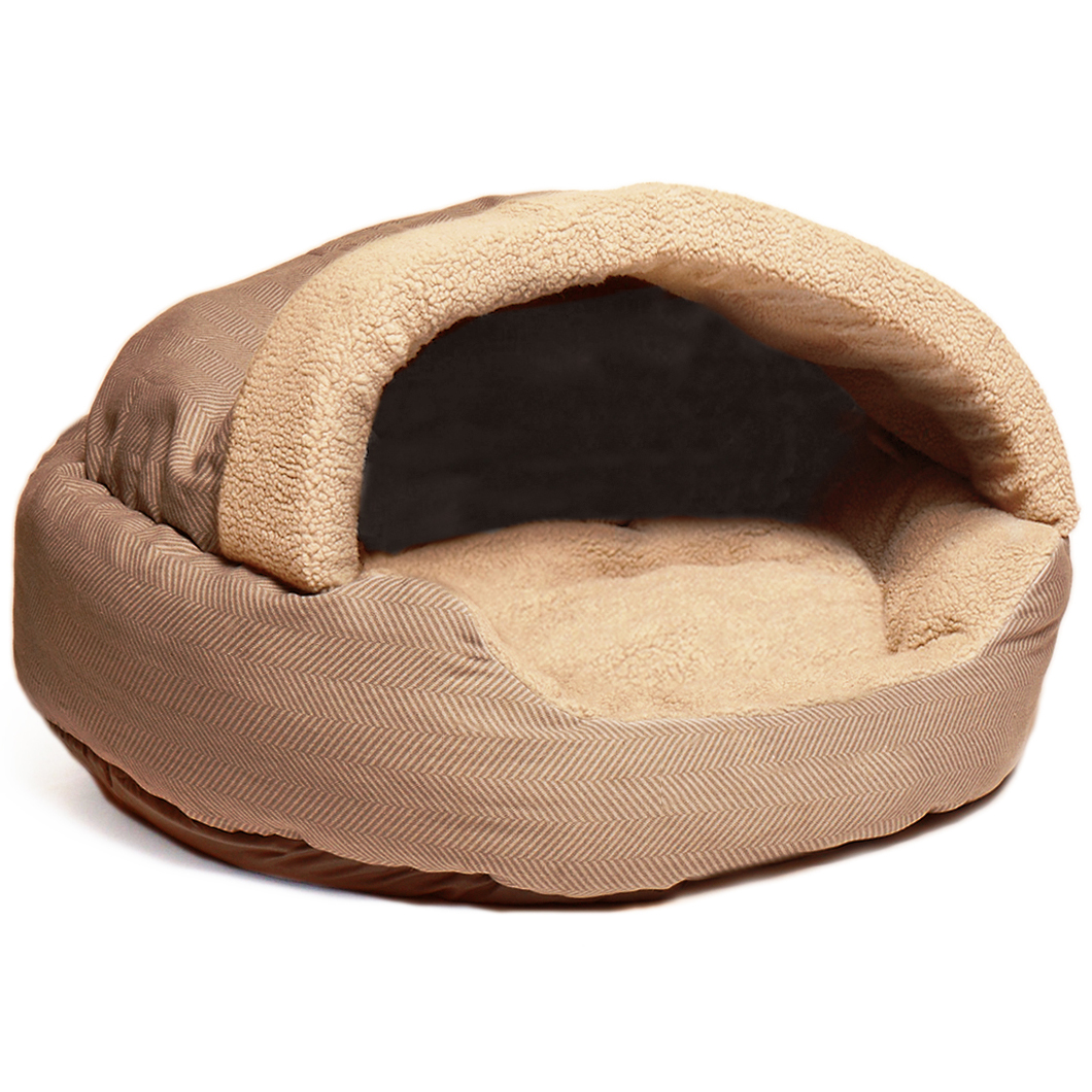 Precious Tails Herringbone Canvas Fleece Deep Dish Cave Bed - Walmart.com