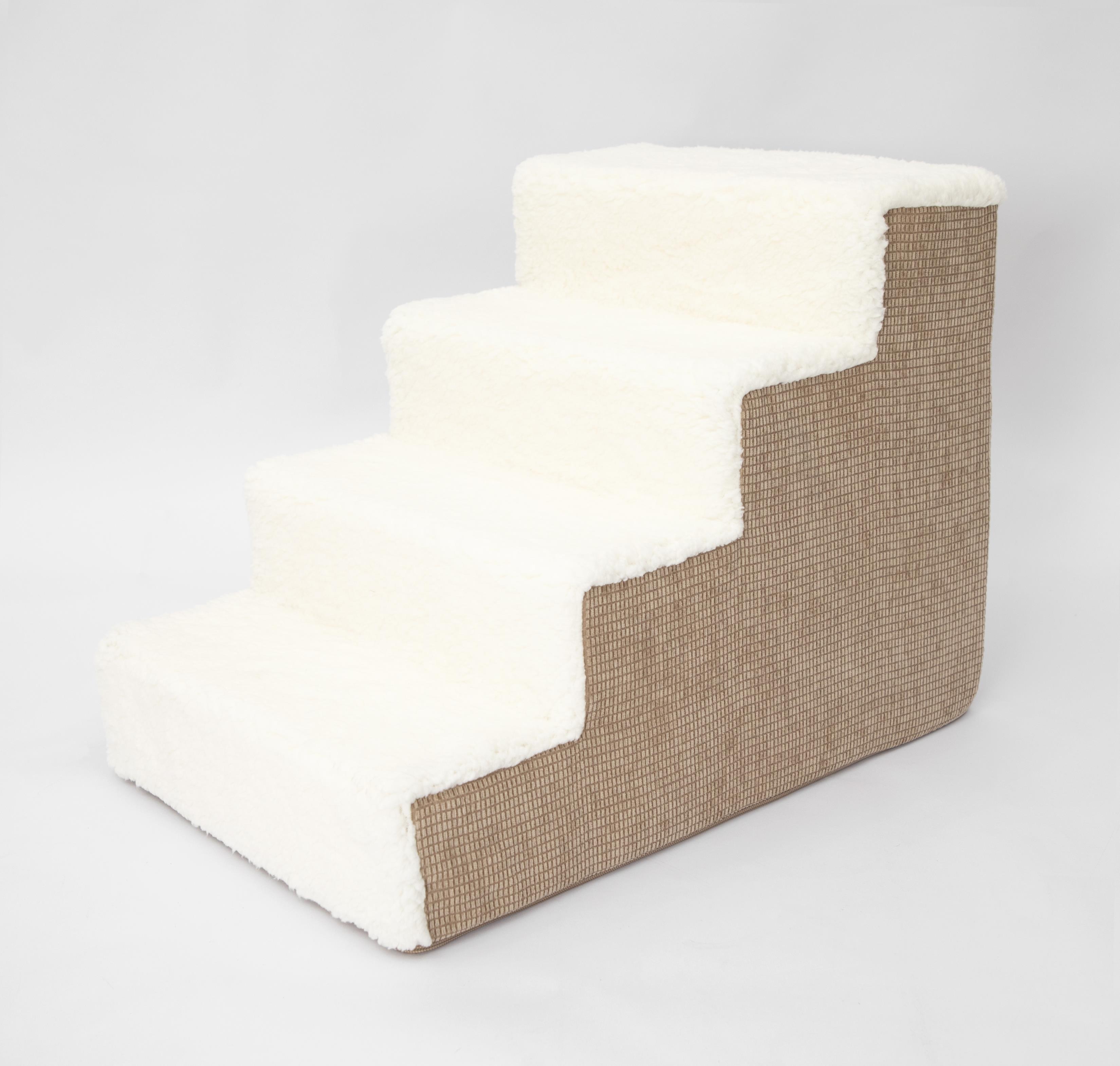 Precious Tails High Density Foam Sherpa Top 4 Steps Stairs for Dog/Cat ...