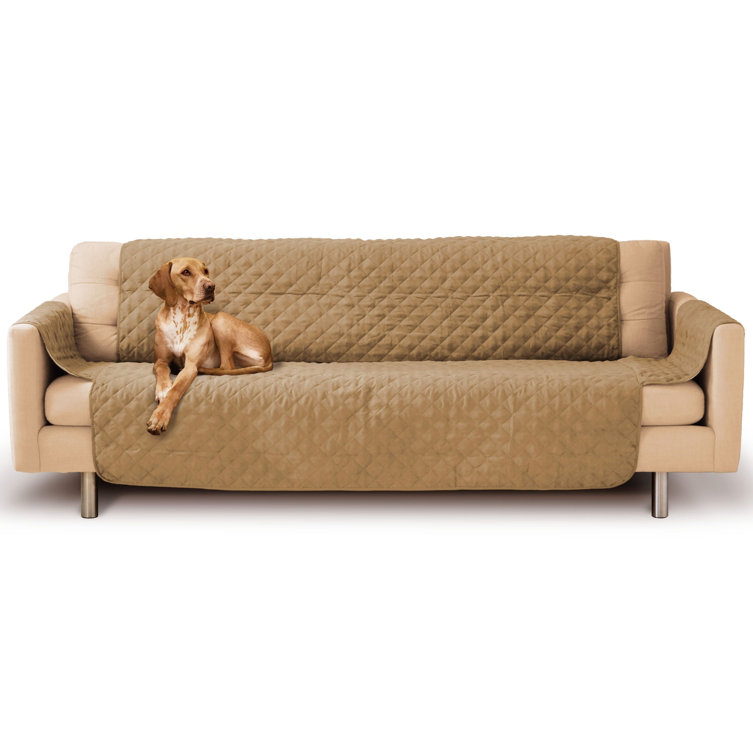 Precious Tails HomeBase Microsuede Dog Sofa Cover, Camel, Large, 110"L ...