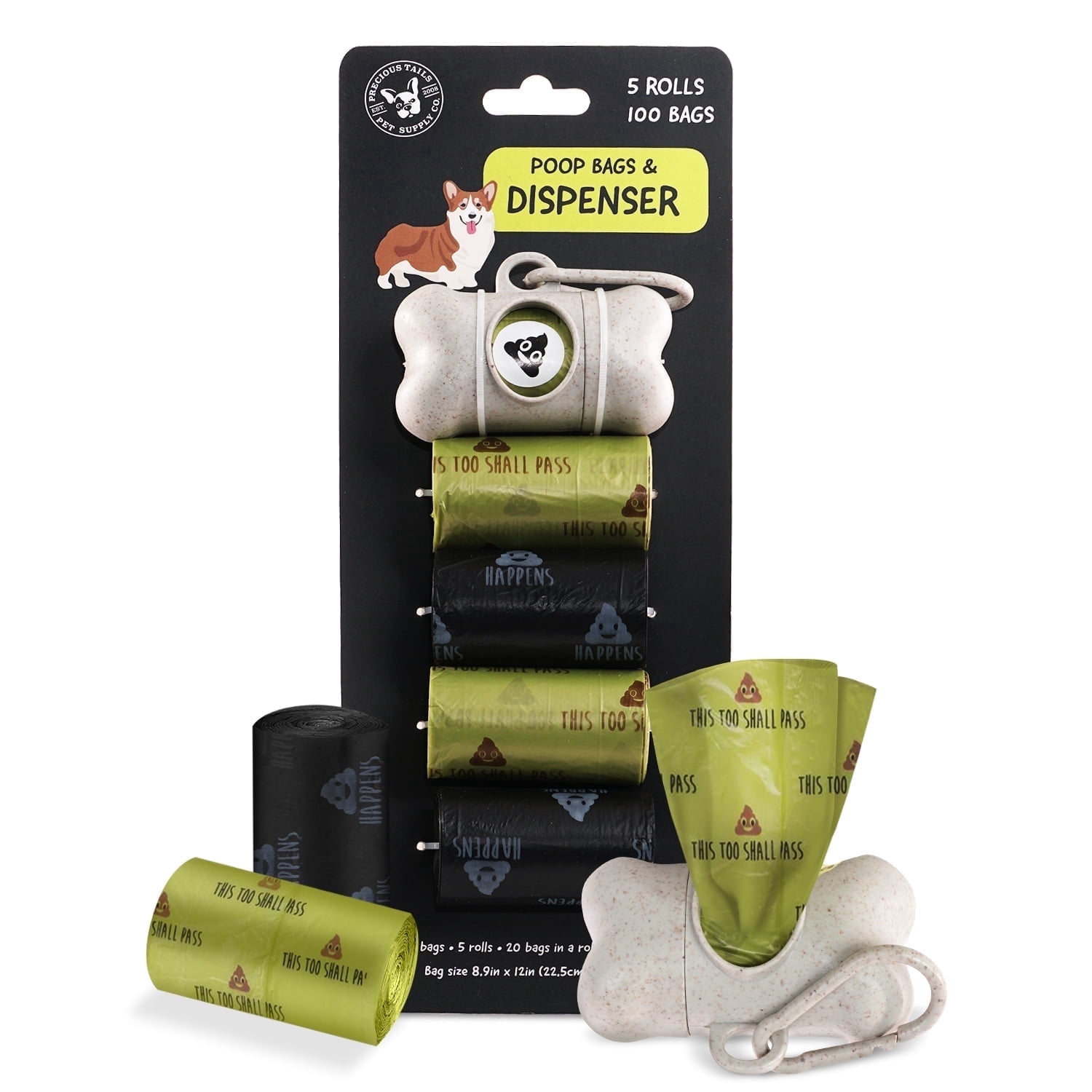 Precious Tails Humorous Dog Poop Bags Leak Proof and Extra Thick Waste ...