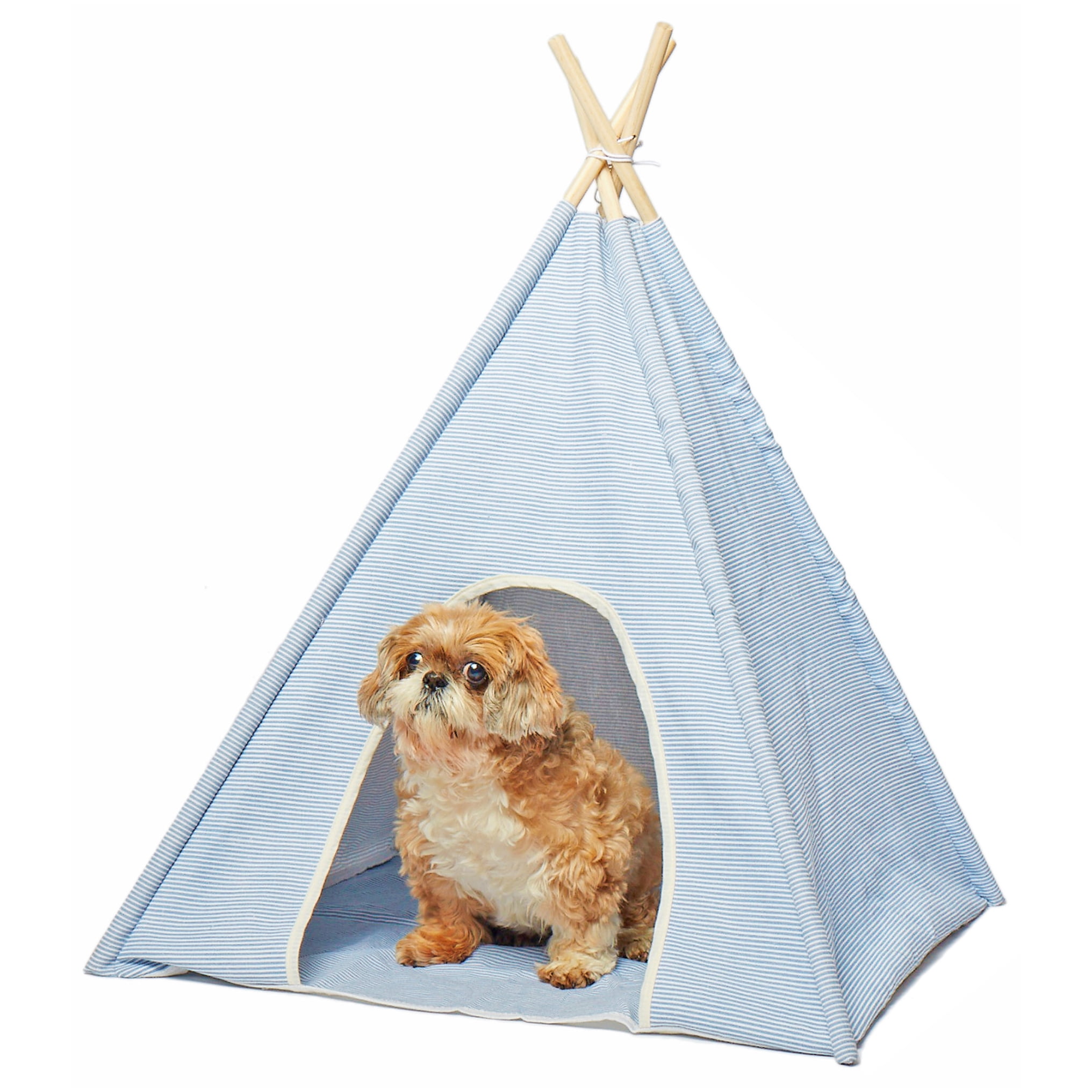 Precious Tails Ticking Stripe Canvas Pet Tee Pee - Walmart.com