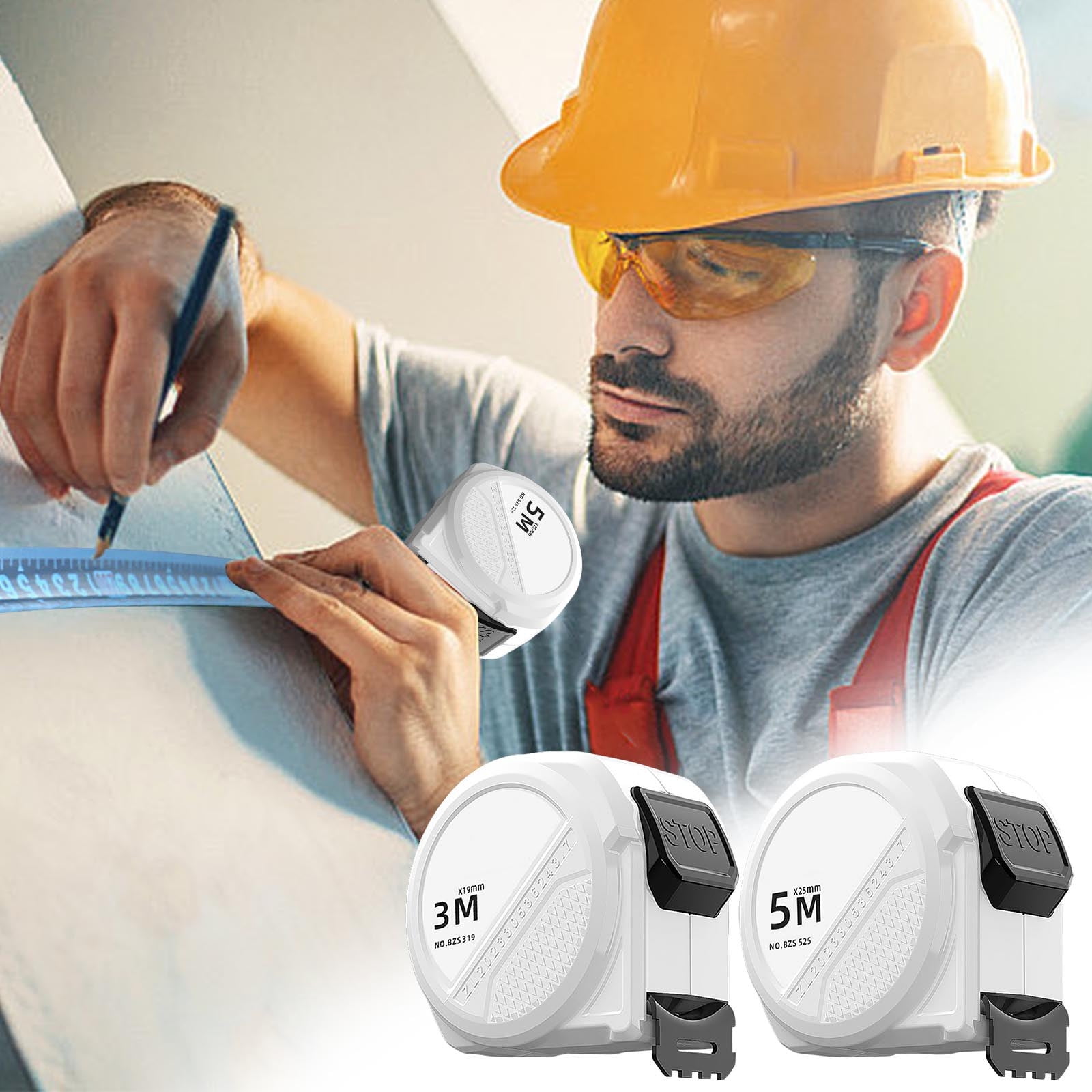 Precise Measuring Tape, Heavy-Duty Steel Construction, 25-Foot Length, Metric & Imperial Scale ...