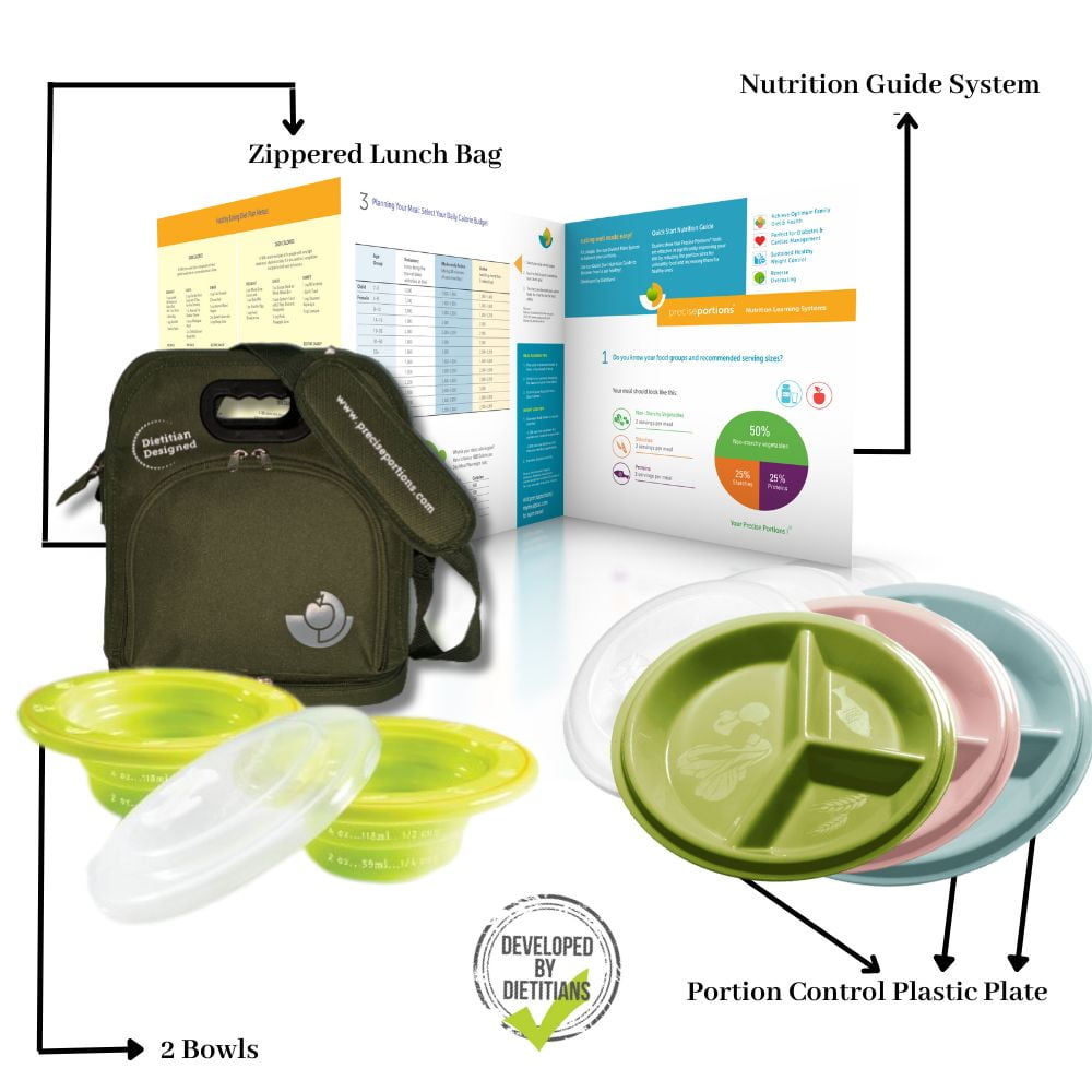 Precise Portions Portion Control 3 Plates & 2 Bowl, for Weight Loss ...