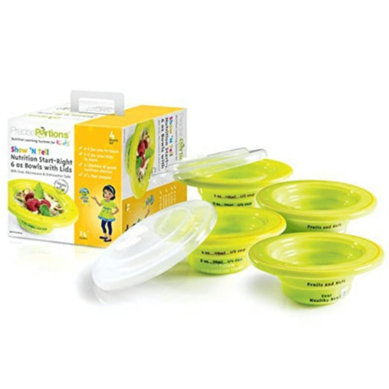Precise Portions Portion Guidance Bowls with Lids (6 oz, Set of 4) Easy ...