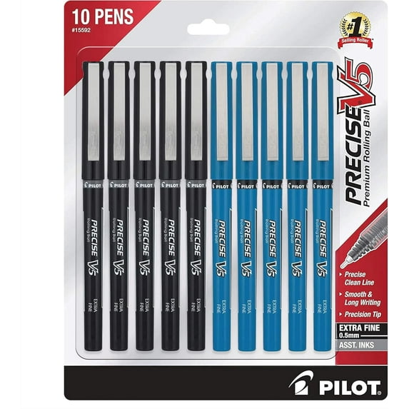 Precise V5 Rolling Ball Pen Extra Fine Point - 0.5mm Bulk 10 Pack of 5 ...