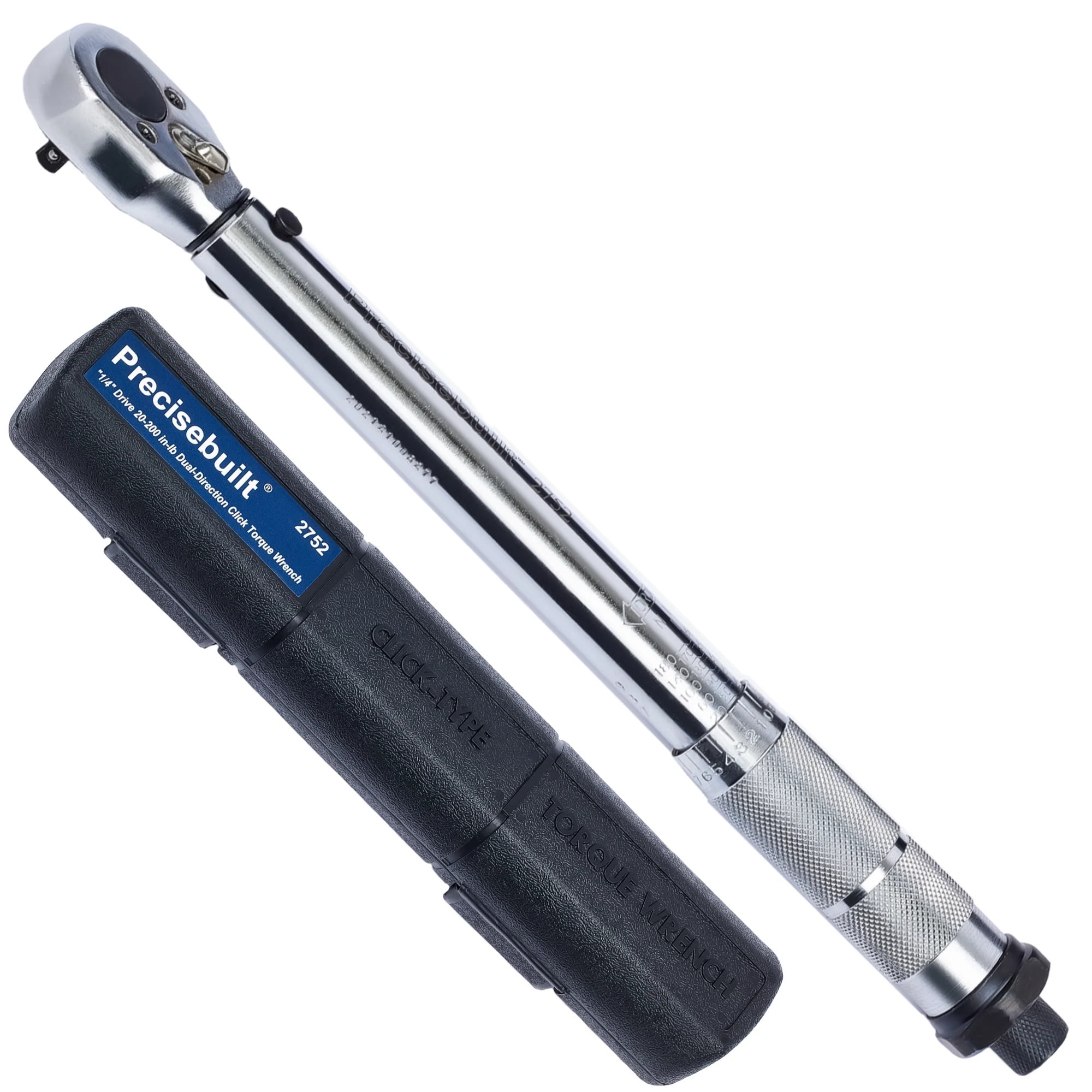Precisebuilt 1/4" Drive 20-200 in-lb (35-219 kg-cm) Dual-Direction Click Torque Wrench - Walmart.com
