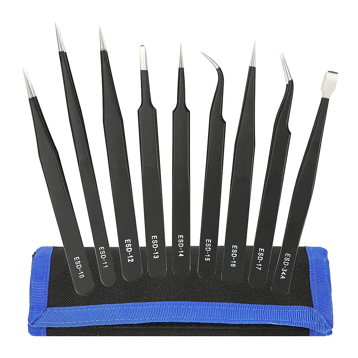Precision Anti-Static Stainless Steel 9 in 1 Tweezers Kit Set For ...