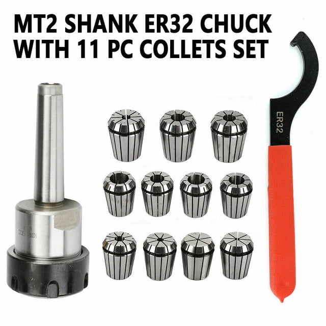 Precision ER32 Collet Set MT2 Shank Chuck & Spanner + Box For Milling ...