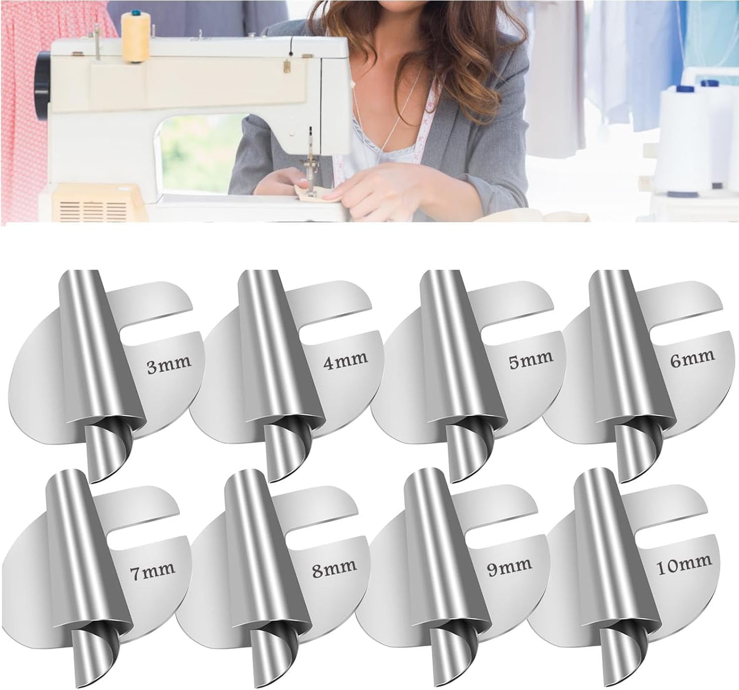 Precision Edge Stitcher-Rolled Hemmer Foot, 3/4/5/6/7/8/9/10MM 8 Sizes ...