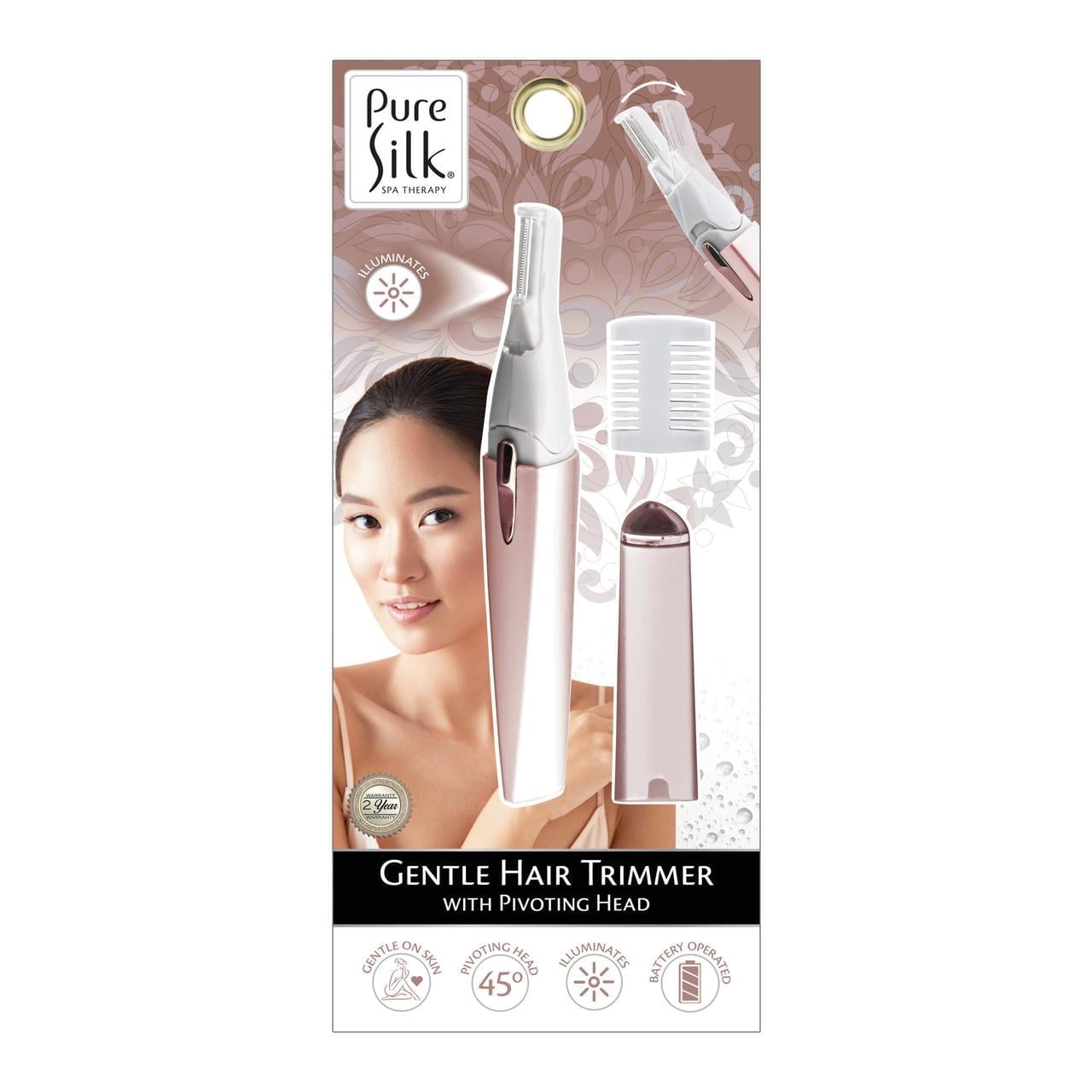 Precision Gentle Hair Trimmer with Pivoting Head and LED Light by Pure ...