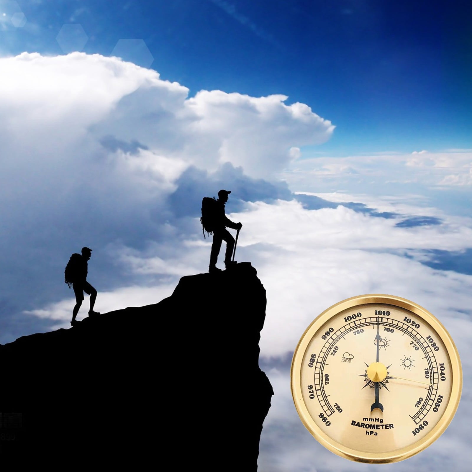 Precision Gold Barometer with Temperature & Humidity Gauge, Wall ...