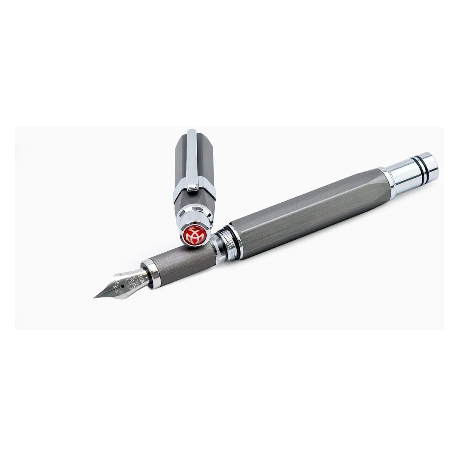 Precision Gunmetal Fountain Pen, Medium Nib - Piston Filler, Aluminum ...